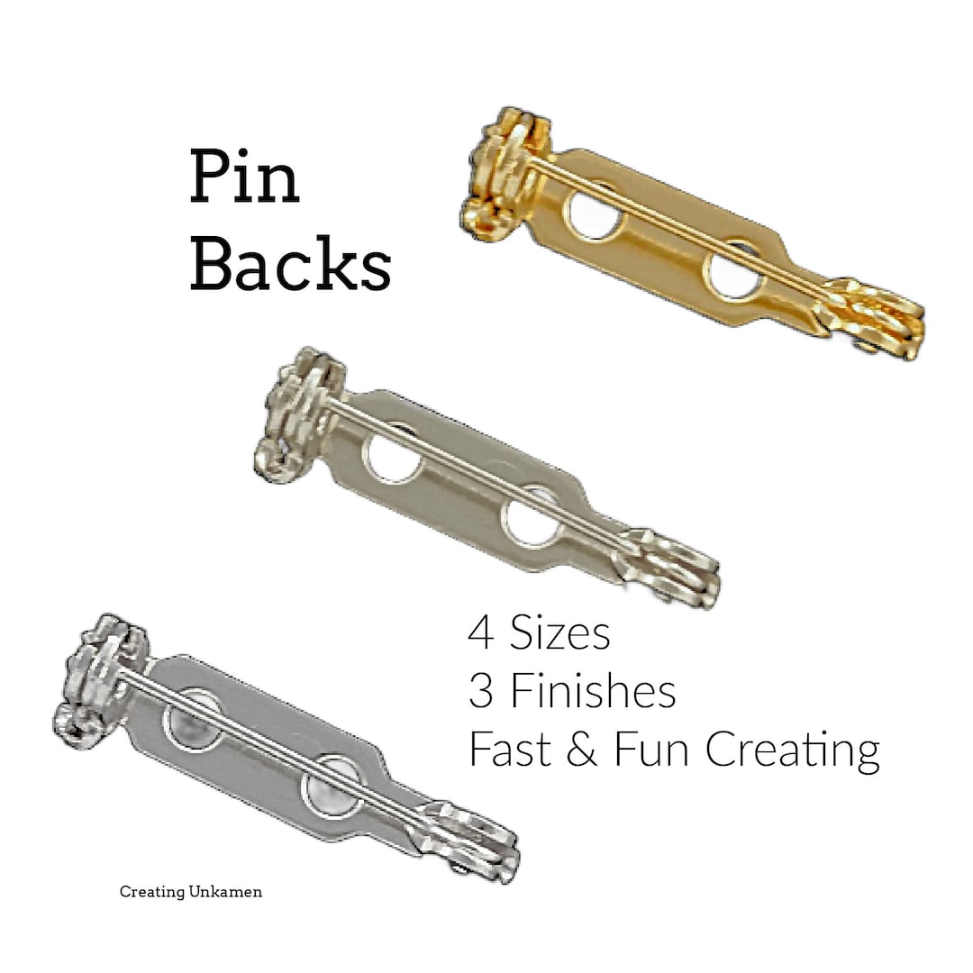 Pin Backs 10 - Gold or Silver Plated 4 Sizes - Best Commercially Made ...