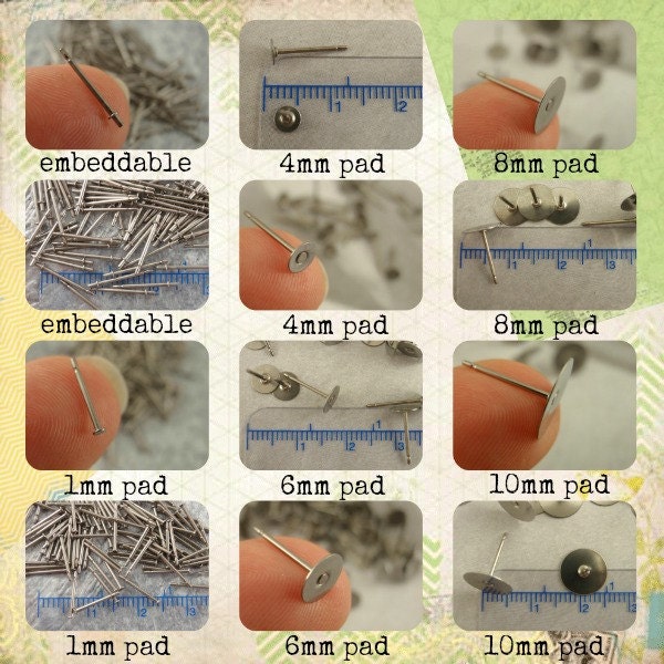 You Pick the Size 20 Pairs Titanium Earring Posts With Pads - Etsy