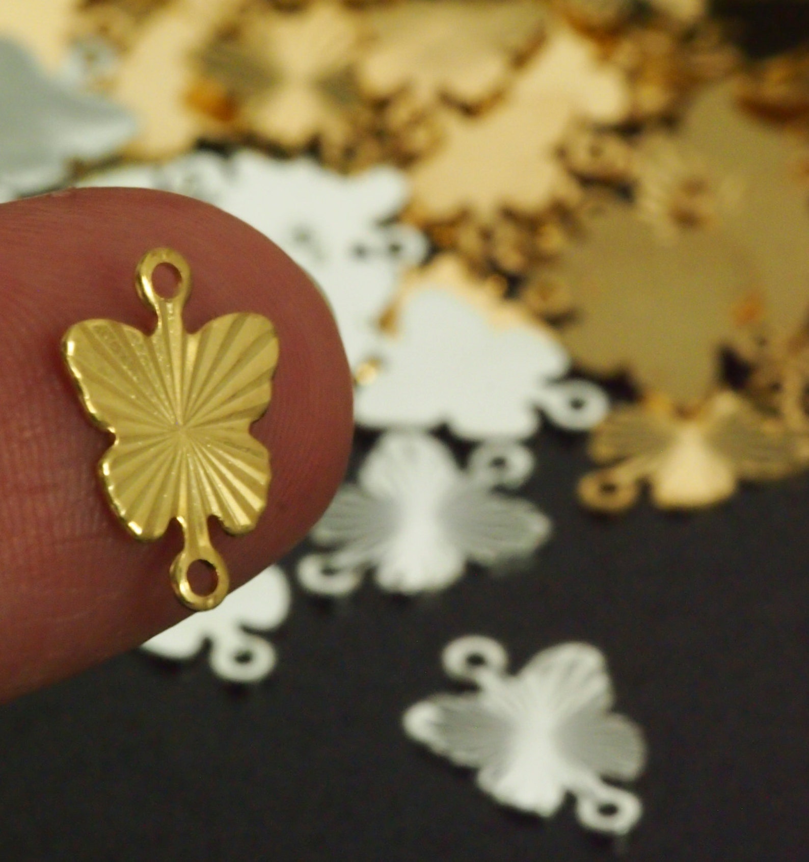 20 Corrugated Butterfly Links - 9mm - Silver Plated or Gold Plated ...