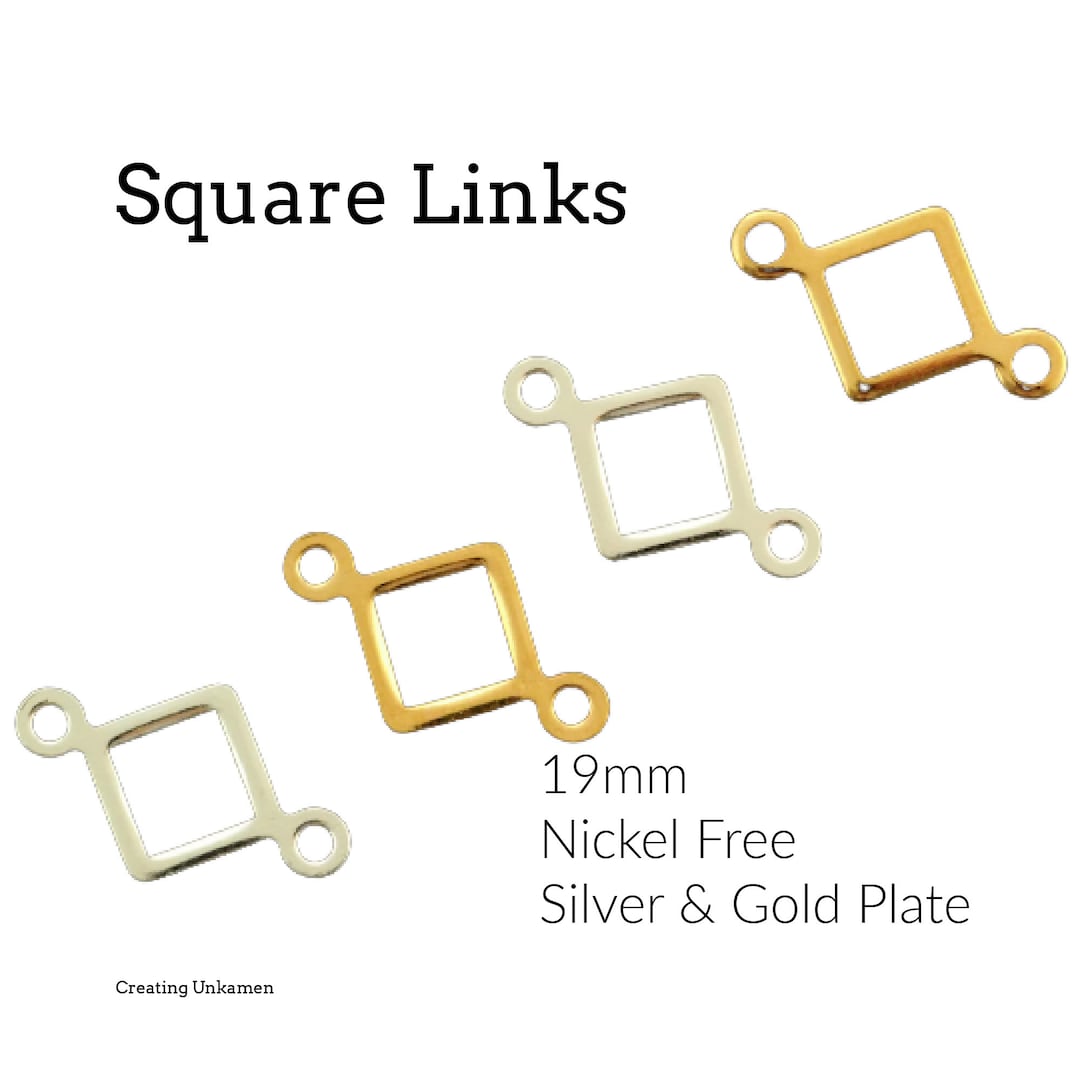 10 Square Links - 19mm - Silver Plated or Gold Plated - 100% Guarantee ...