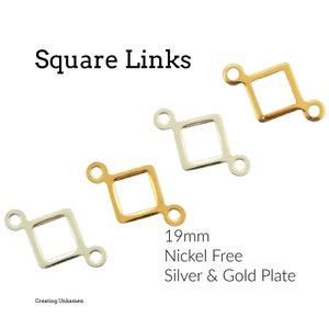 10 Square Links - 19mm - Silver Plated or Gold Plated - 100% Guarantee ...