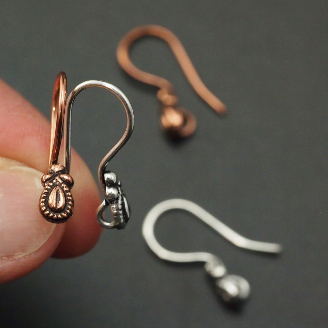 4 Pairs Ear Wires in 18 Gauge With Fancy Teardrop Antique Copper or ...
