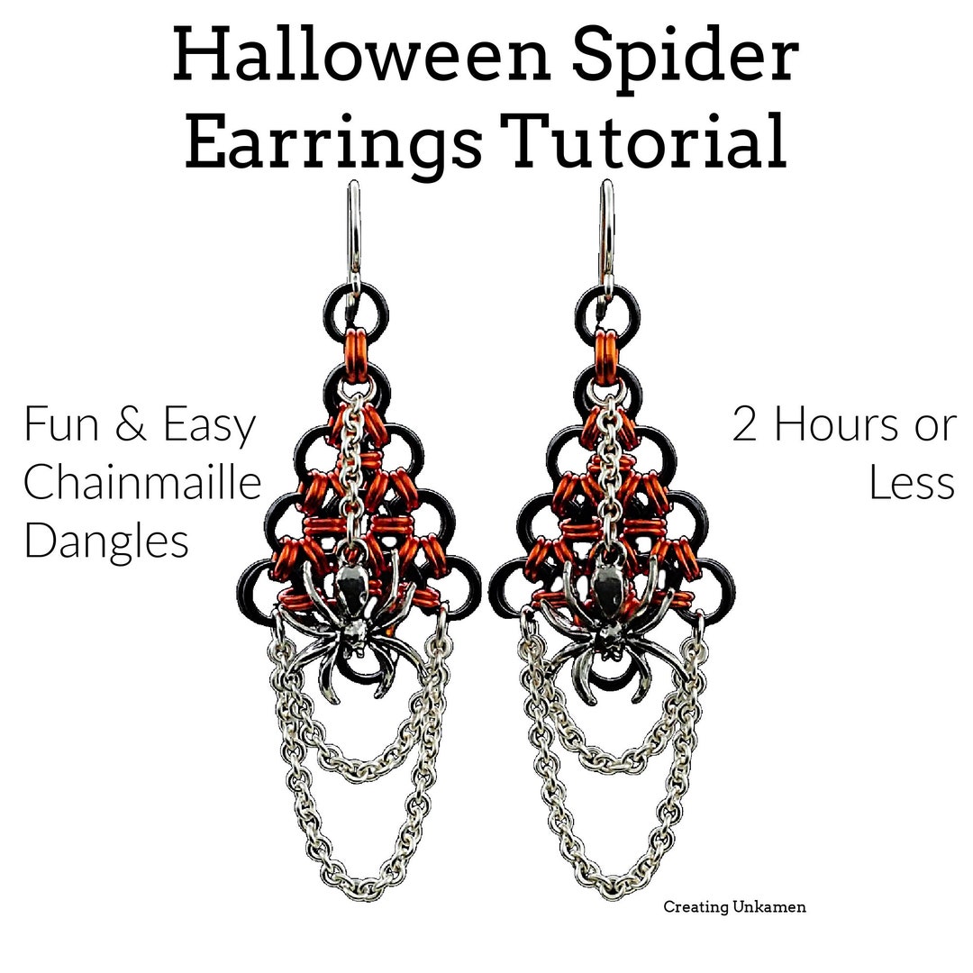 Chainmaille Tutorial - Halloween Spider Earrings - Simple Enough for a ...