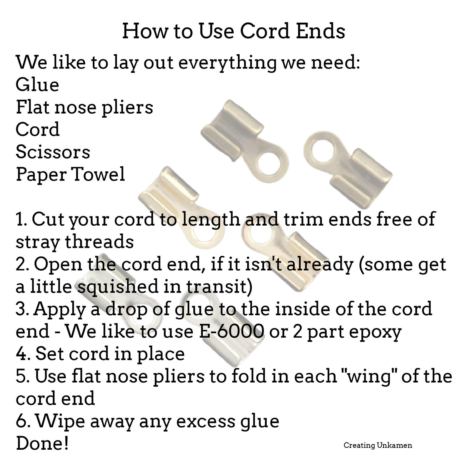 50 - Tiny 3mm X 1.5mm Fold Over Cord Ends - Silver Plated, Gold Plated ...