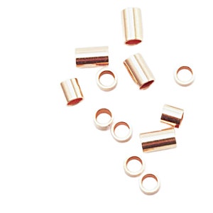 25 14kt Rose Gold Filled Crimp Tubes in 1mm, 2mm, 3mm - 100% Guarantee ...