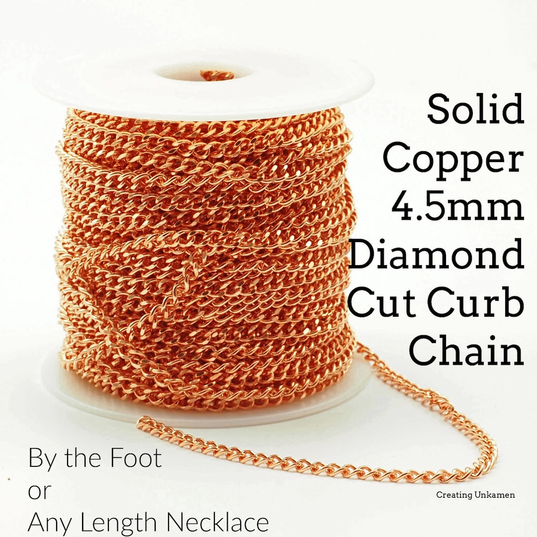 Solid Copper Curb Chain 4.5mm Diamond Cut Necklace - Any Length or by ...