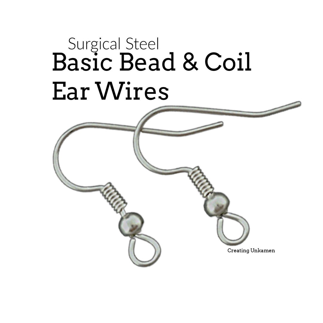 10 Pairs Surgical Steel Ear Wires - Basic Bead and Coil - Etsy