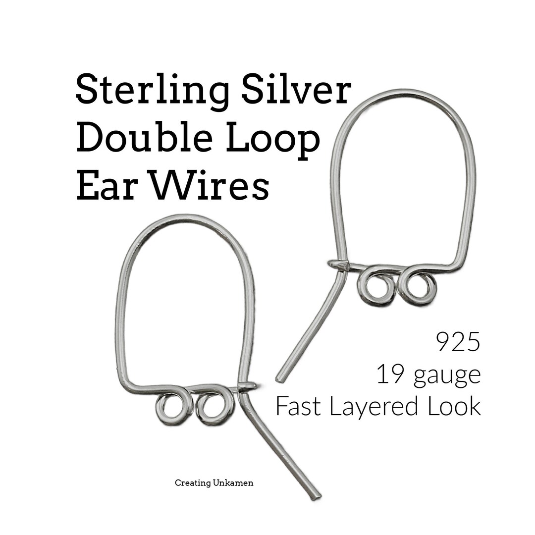 Ear Wires - 1 Pair Sterling Silver Double Loop Kidney 19 Gauge - Etsy