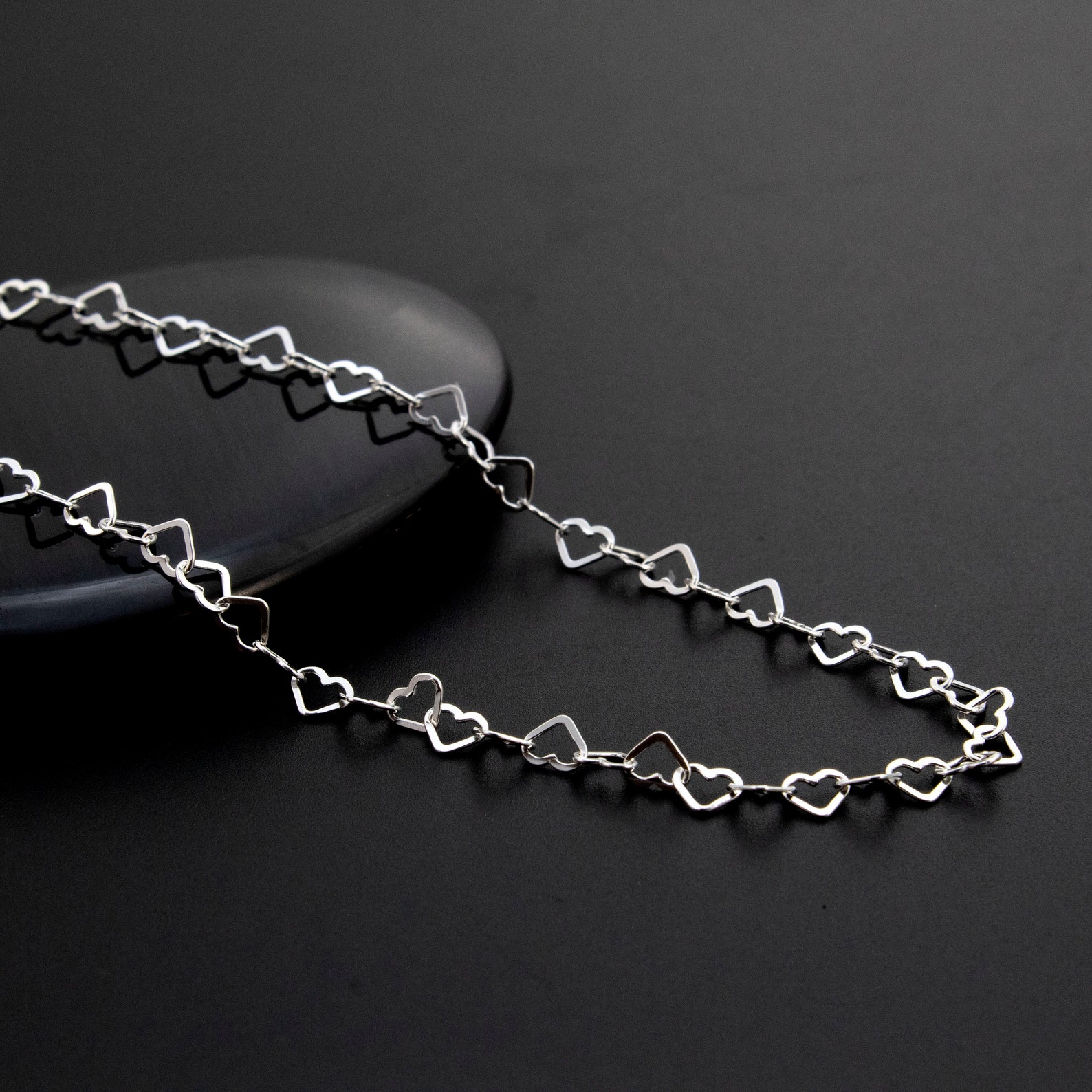 Sterling Silver Flat Heart Link Chain 1.9mm or 3.4mm - Etsy