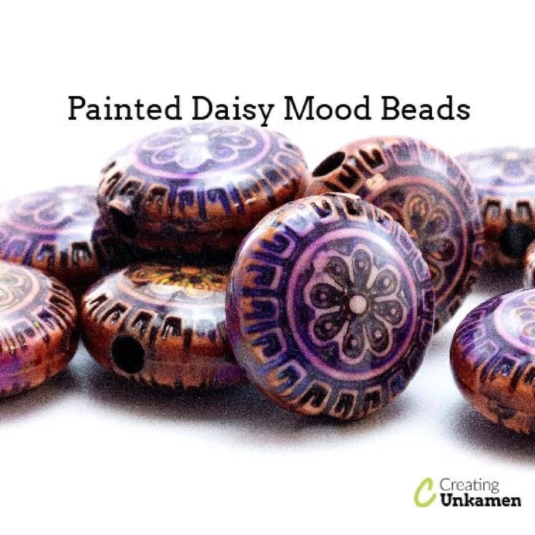 4 Mood Beads Painted Daisy 16mm Saucer - 100% Guarantee - Etsy