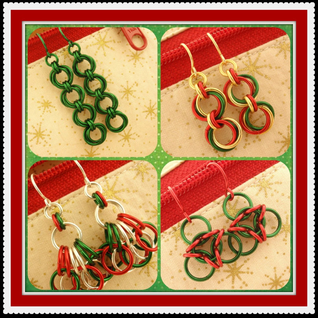 Chainmaille Christmas Earring Tutorials - 3 Weaves - Instant Download ...