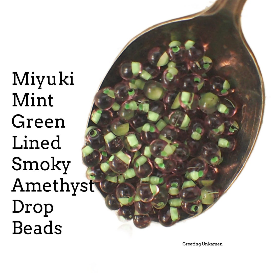 Miyuki DPF-33 Mint Green Lined Smoky Amethyst Drop Beads 3mm X 4mm ...