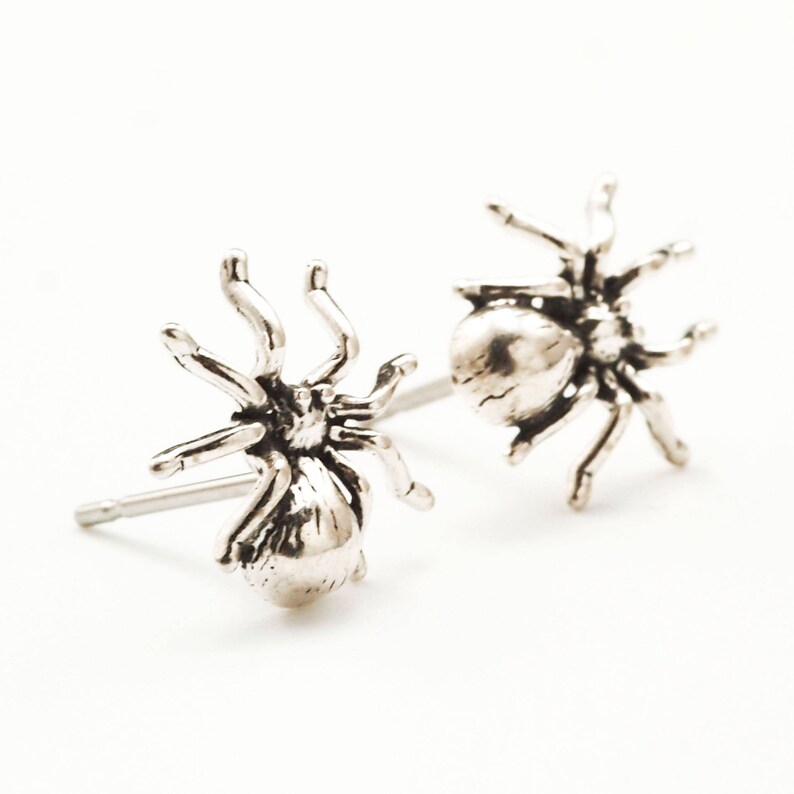 1 Pair Sterling Silver Spider Ear Posts - Etsy