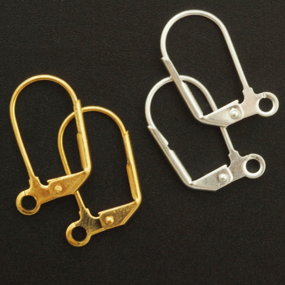 4 Pairs Large Gold or Silver Plated Leverback Ear Wires With Plain ...