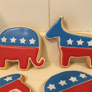 Political Republican Elephant Democrat Donkey Cookies - Etsy