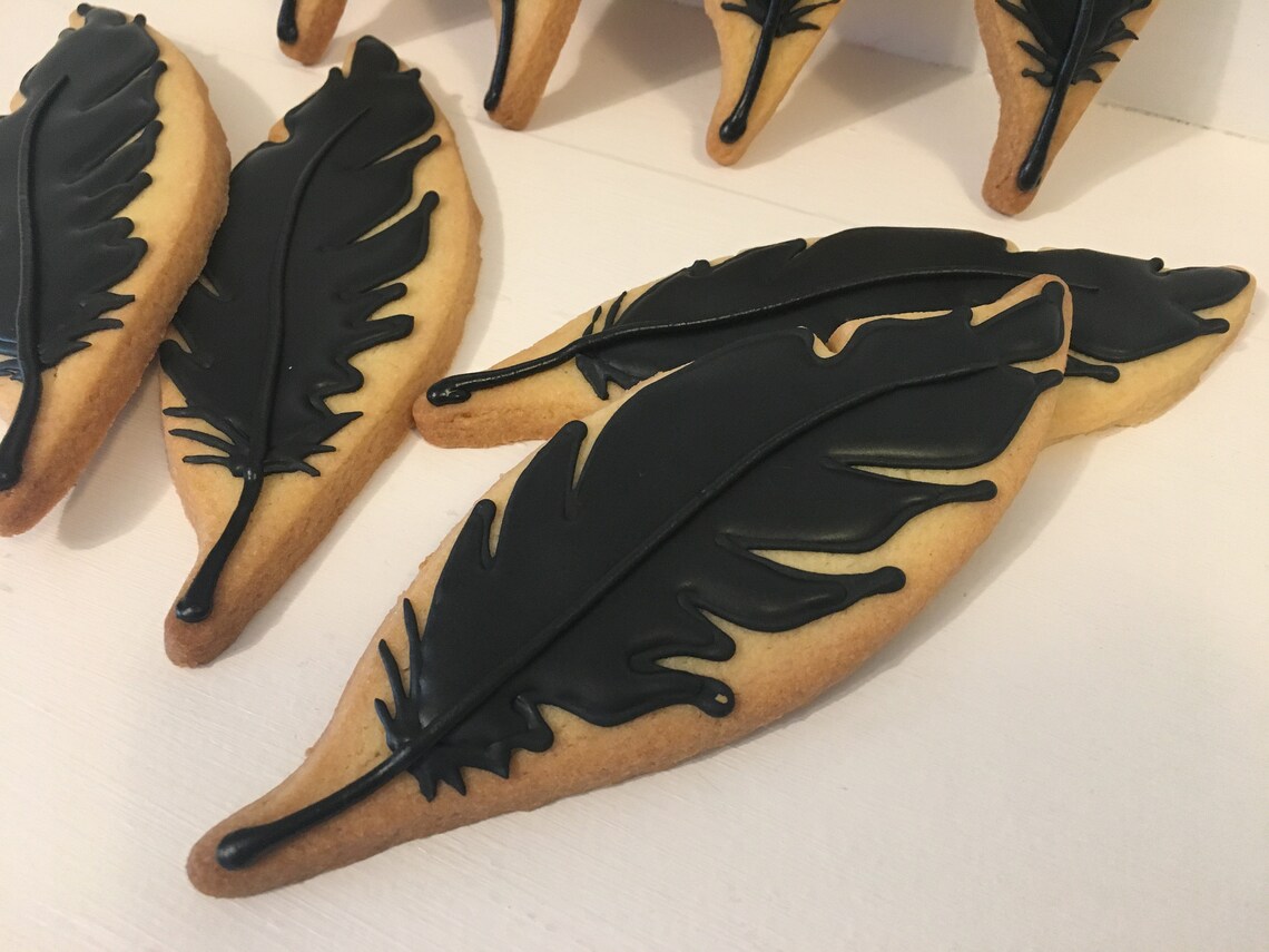 Black Feather Cookies - 1 Dozen - Etsy