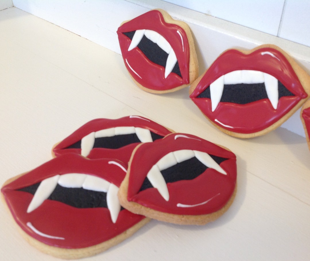 Halloween Summerween Vampire Lip Cookies- 1 Dozen - Etsy