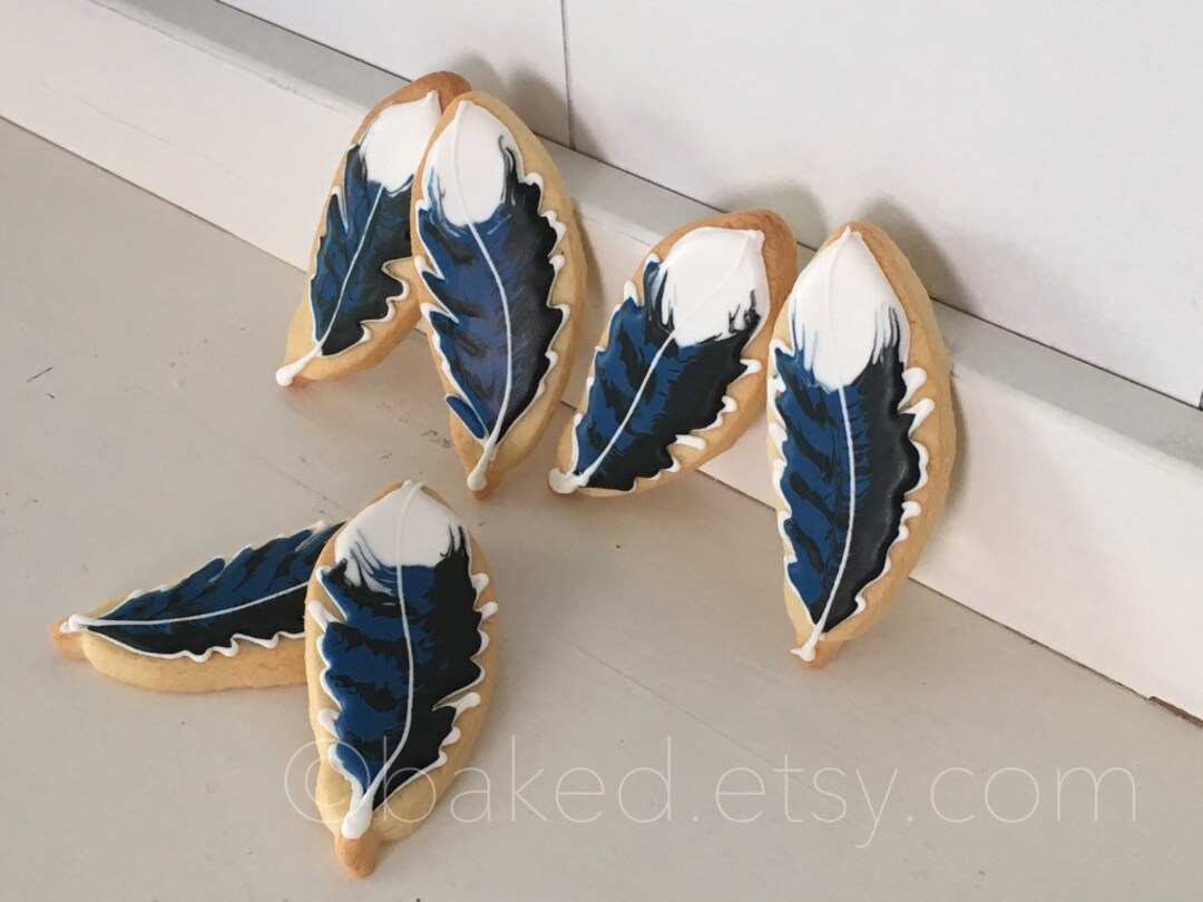 Blue Jay Feather Decorated Sugar Cookies 1 Dozen - Etsy