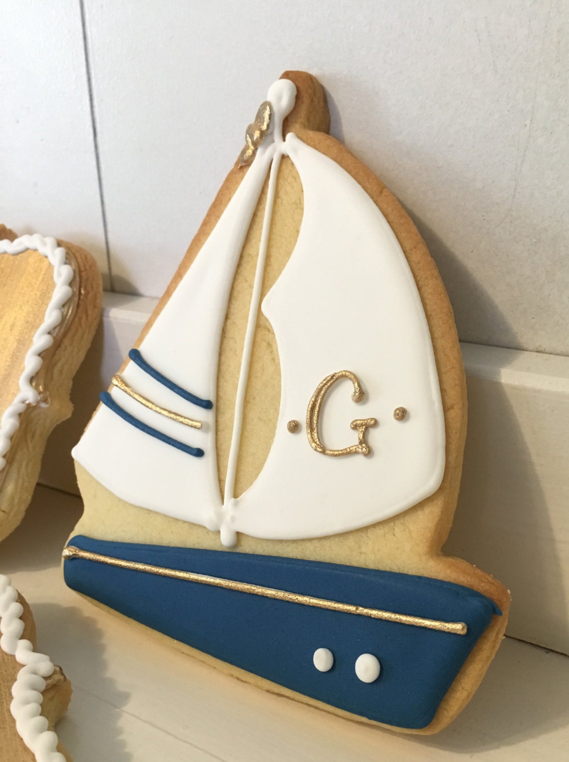 Gold Nautical Sailing Birthday Monogram First Birthday Decorated ...