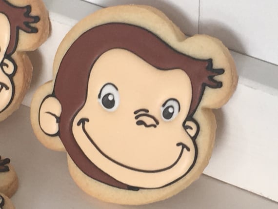 Curious George Monkey Face Hand Decorated Sugar Cookies - 1 Dozen by ...