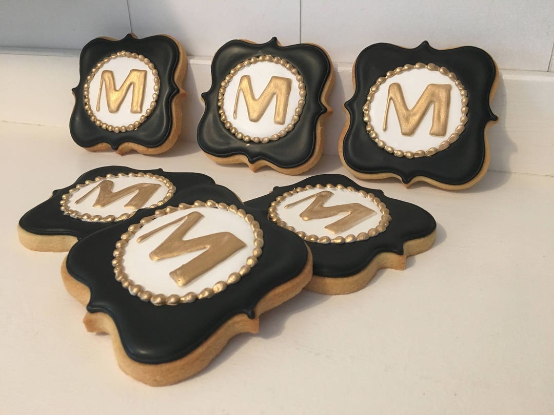 Monogram Hand Decorated Iced Cookies - 1 Dozen - Etsy