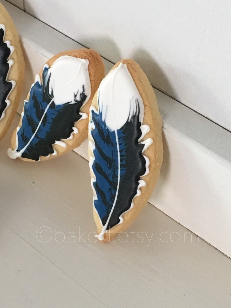 Blue Jay Feather Decorated Sugar Cookies 1 Dozen - Etsy