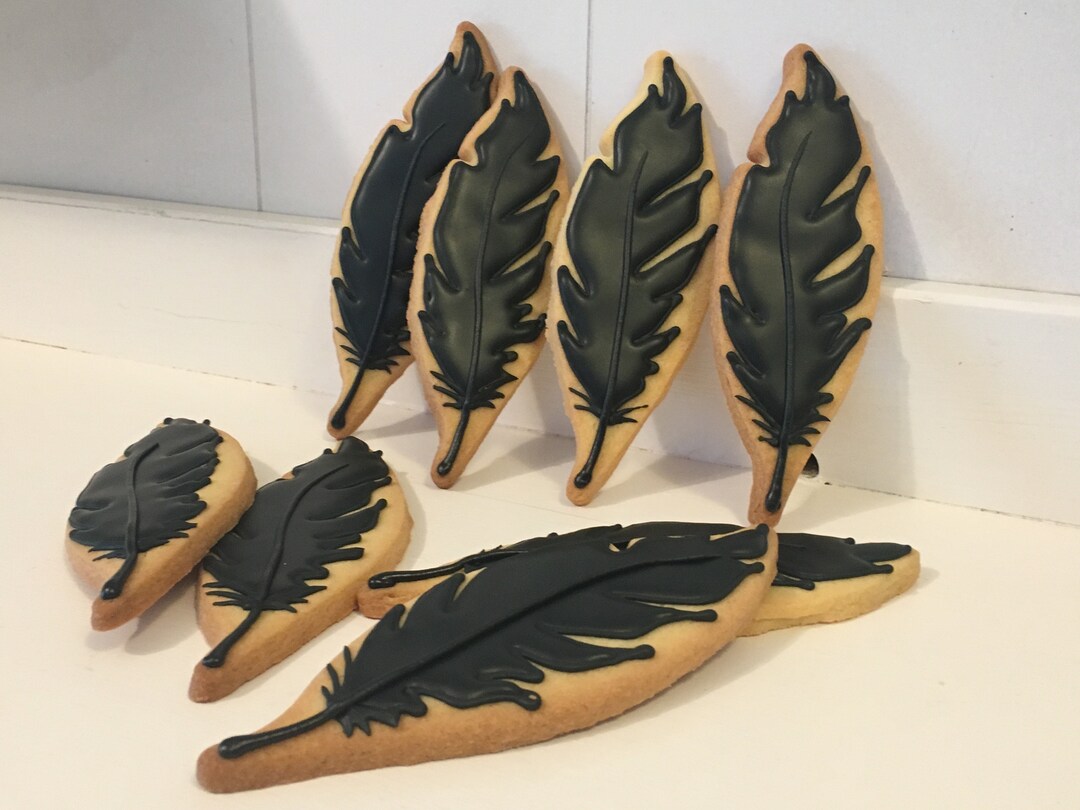 Black Feather Cookies - 1 Dozen - Etsy
