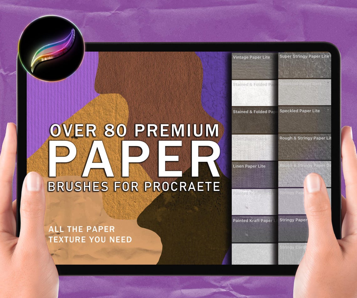 80+ Procreate Paper Texture Stamp Brushes, Procreate Realistic Canvases ...
