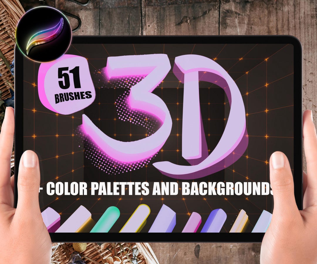 Procreate 3D Brushes Pack, Procreate 3D Lettering Brush Set, iPad 3D ...