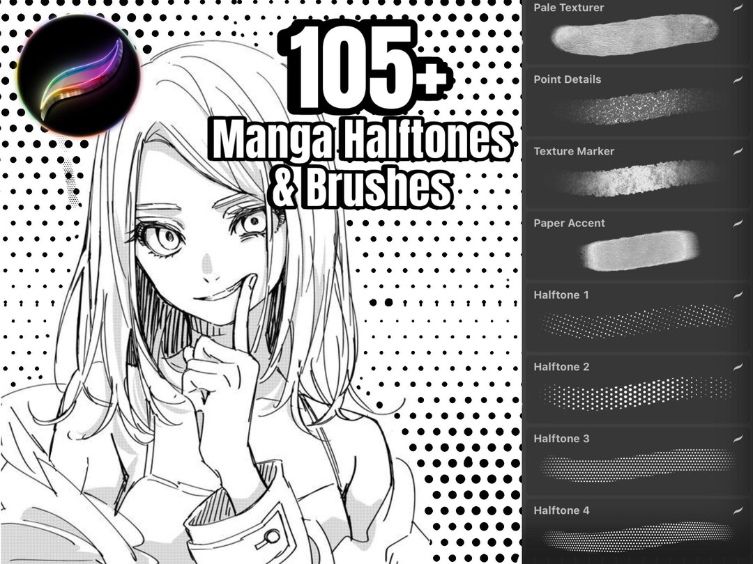 Procreate Manga Screentone Brushes, Halftone Comic Brushes, Procreate ...