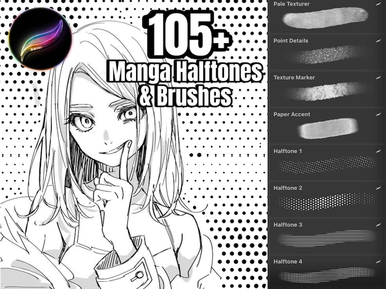 Procreate Manga Screentone Brushes, Halftone Comic Brushes, Procreate ...