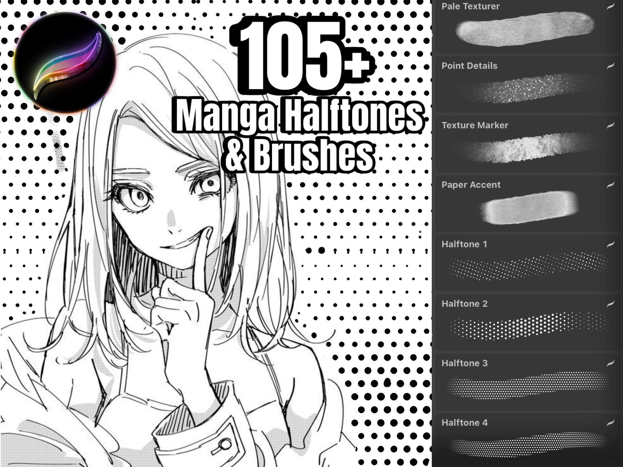 Procreate Manga Screentone Brushes, Halftone Comic Brushes, Procreate ...
