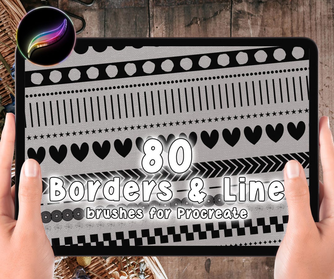 Borders & Line Brushes for Procreate, Dotted Line Brushes, Multi-line Brushes, Dashed Line ...