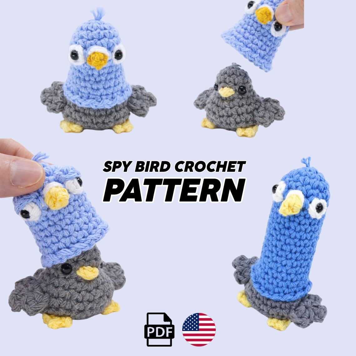 Hide the Bird Amigurumi Crochet Pattern | Spy Hooded Plush Toy, Pigeon ...