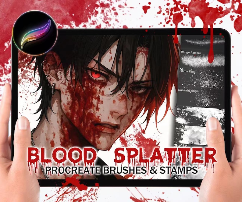 Blood Splatter Procreate Brushes, Realistic Texture Stamps (digital ...