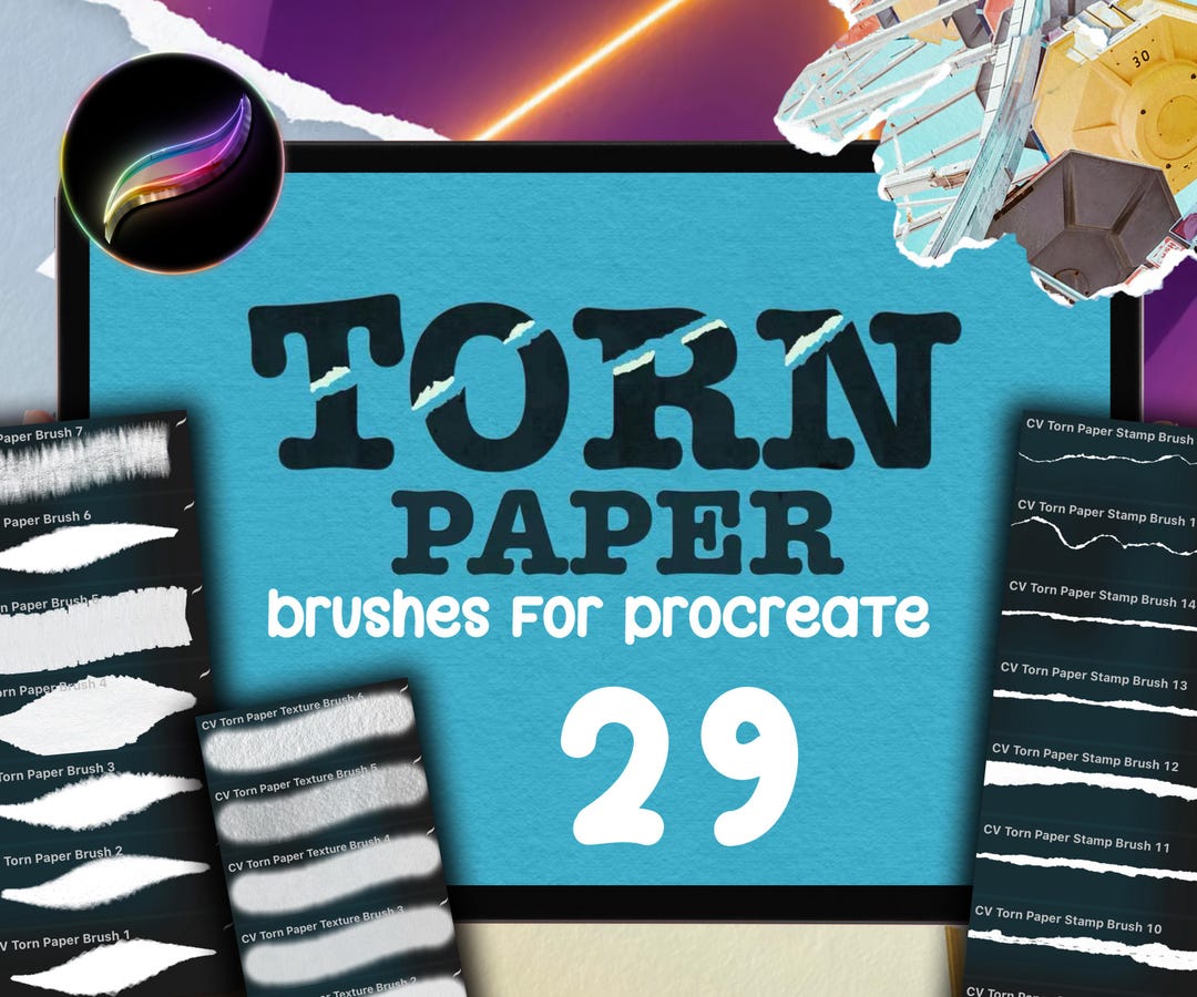 Torn Edge Paper Brushes: 29 Procreate Texture Stamps (digital Download ...