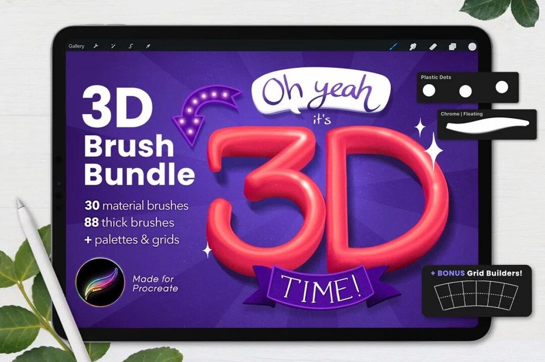 3D Brush Bundle for Procreate 3D Brushes for Procreate, Digital Brush ...