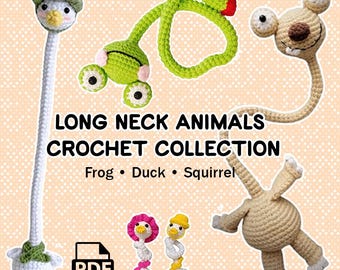 Long Neck Animal Crochet Pattern Bundle, Funny Frog, Duck, Squirrel ...