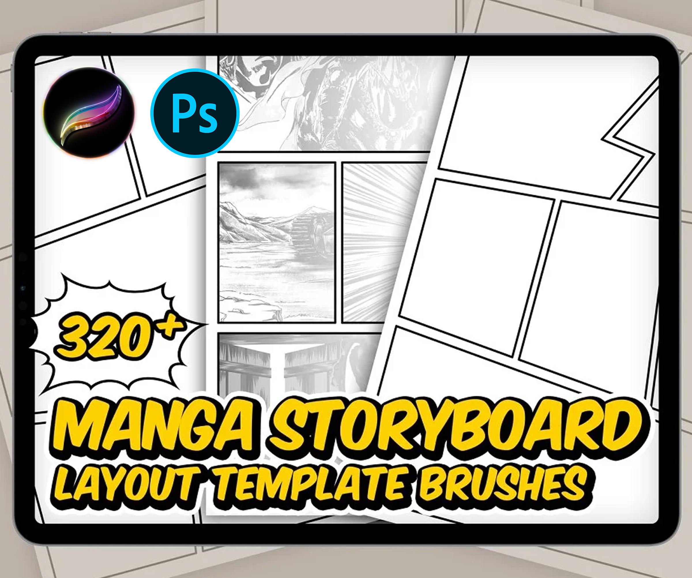 Manga Comic Storyboard Brushes: 320+ Procreate & Photoshop Templates - Etsy