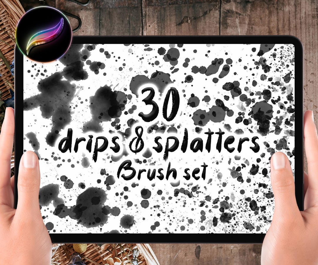 Procreate Drips and Splatter Brush, Watercolor Drip Procreate Brush ...