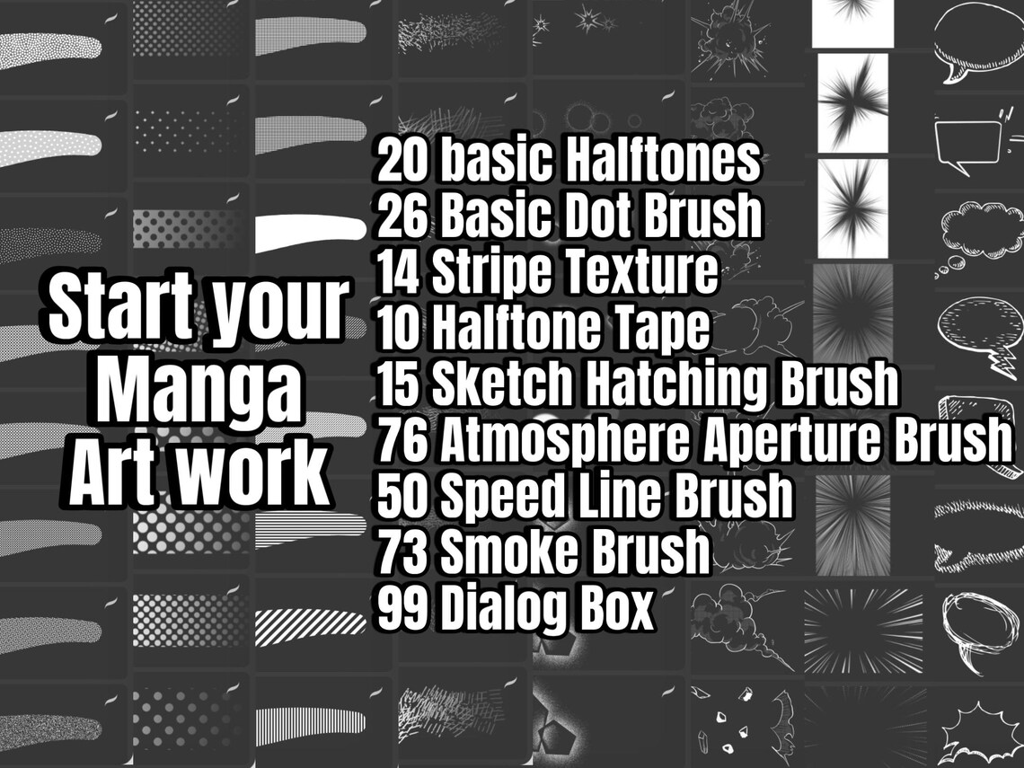 Manga Procreate Brushes: Halftone Comic Brushset (digital Download) - Etsy
