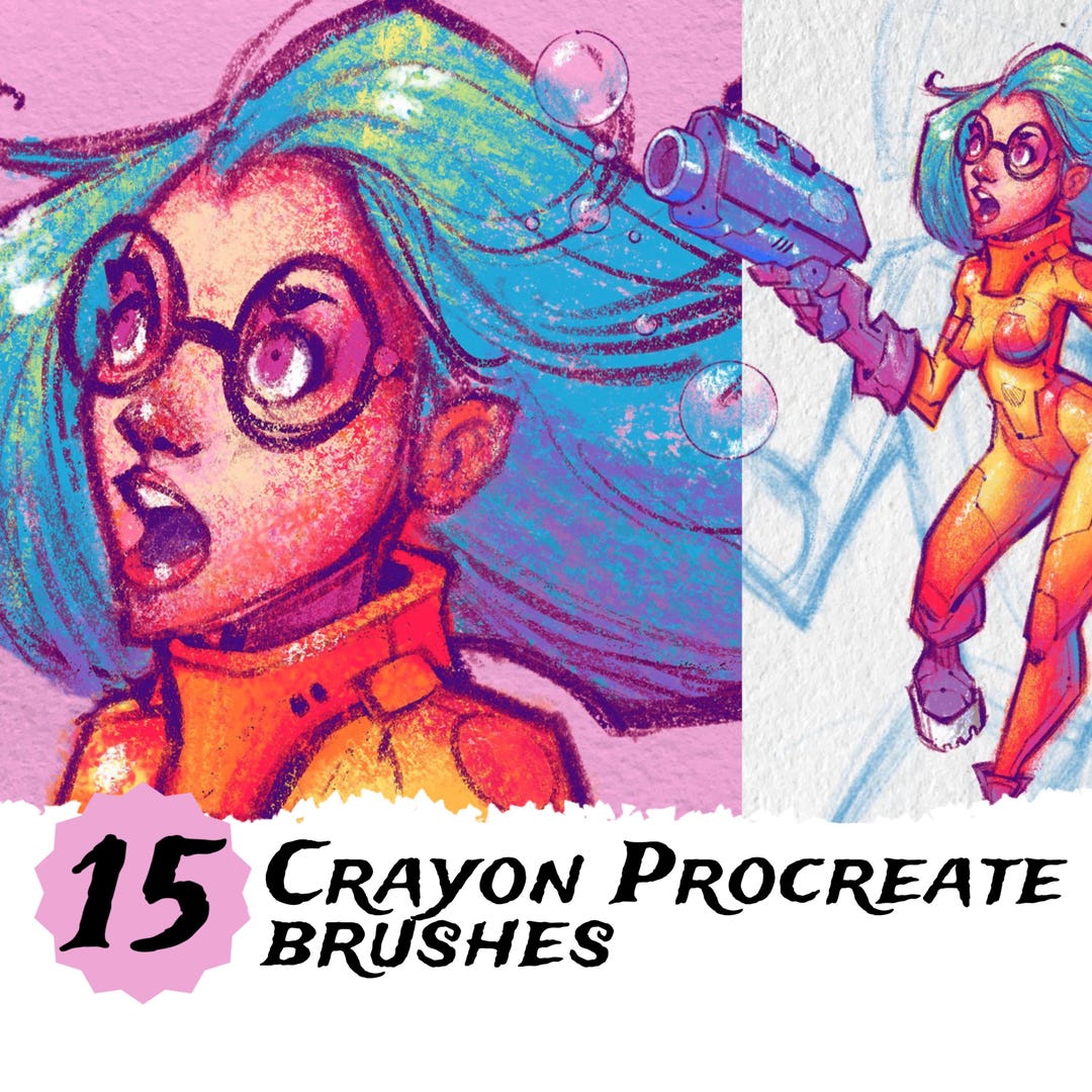 Crayon Texture Procreate Brushes: Illustration Brush Kit - Etsy