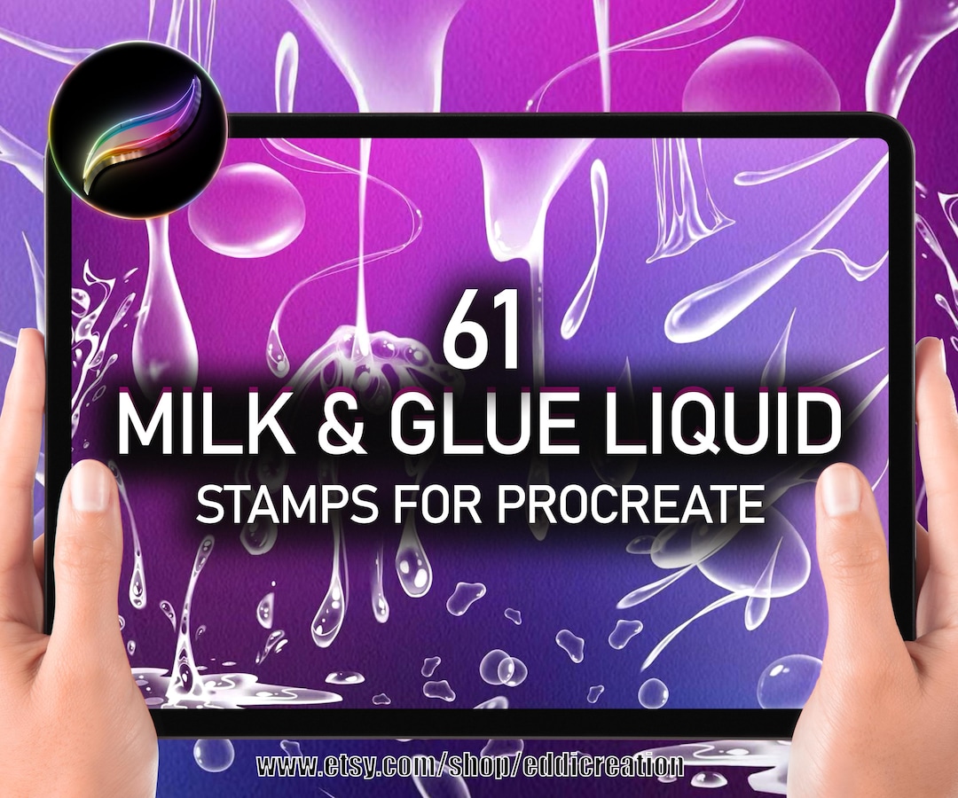 61 Procreate Milk & Glue Liquid Brushes: Realistic Stamps - Etsy