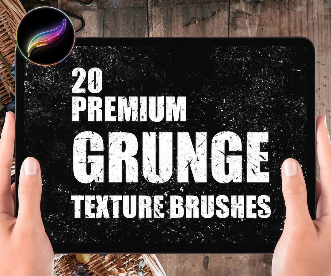 20 Grunge Texture Procreate Brushes: Distressed & Cracked (digital ...