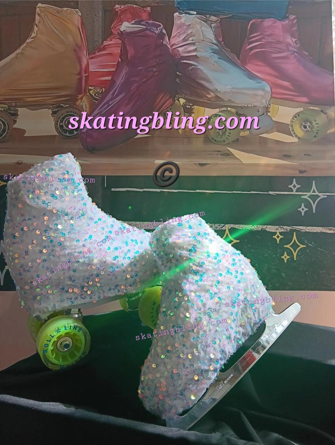Skate Covers for Ice and Roller Skates, White Sparkly "fairy Dust"range ...