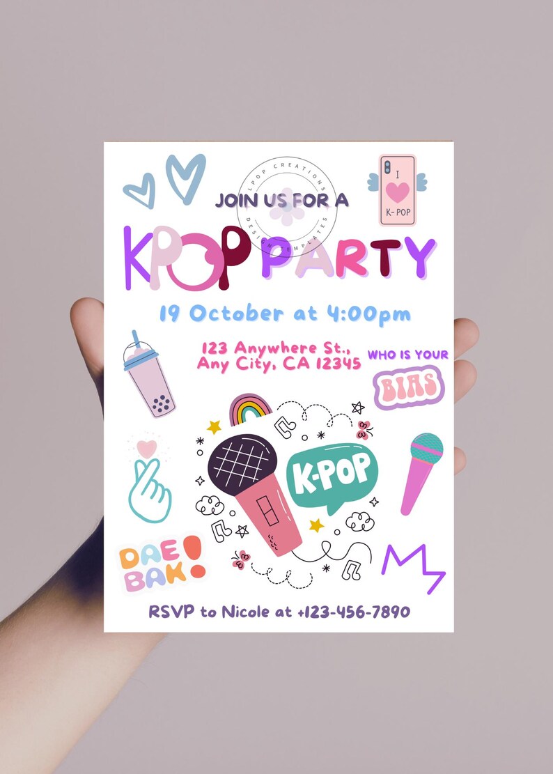 KPOP Enthusiast's Themed Party Invitation Template, Editable, Printable ...