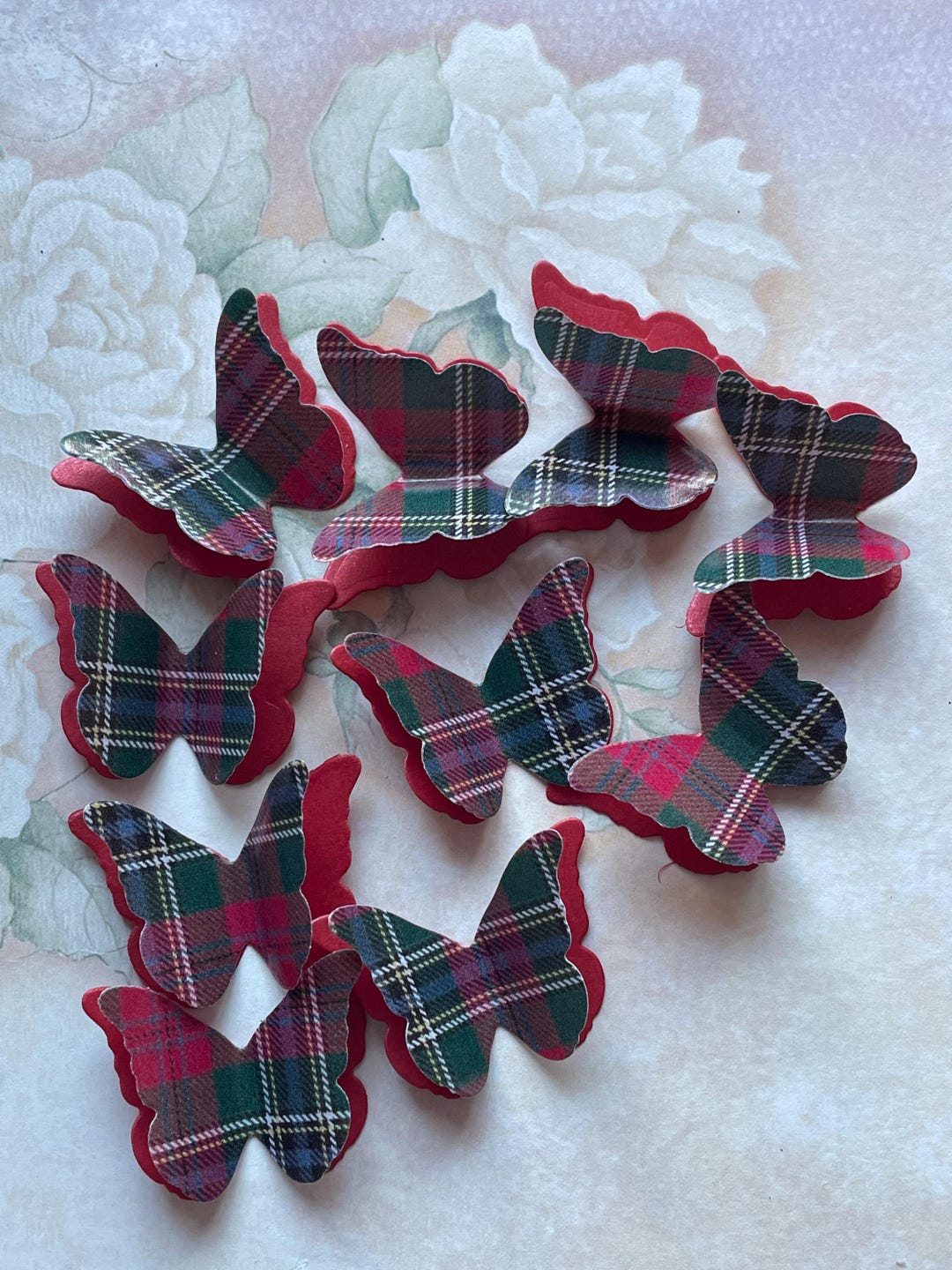 25 Maclean Tartan and Shimmer Paper 3D Butterflies, Table Confetti ...