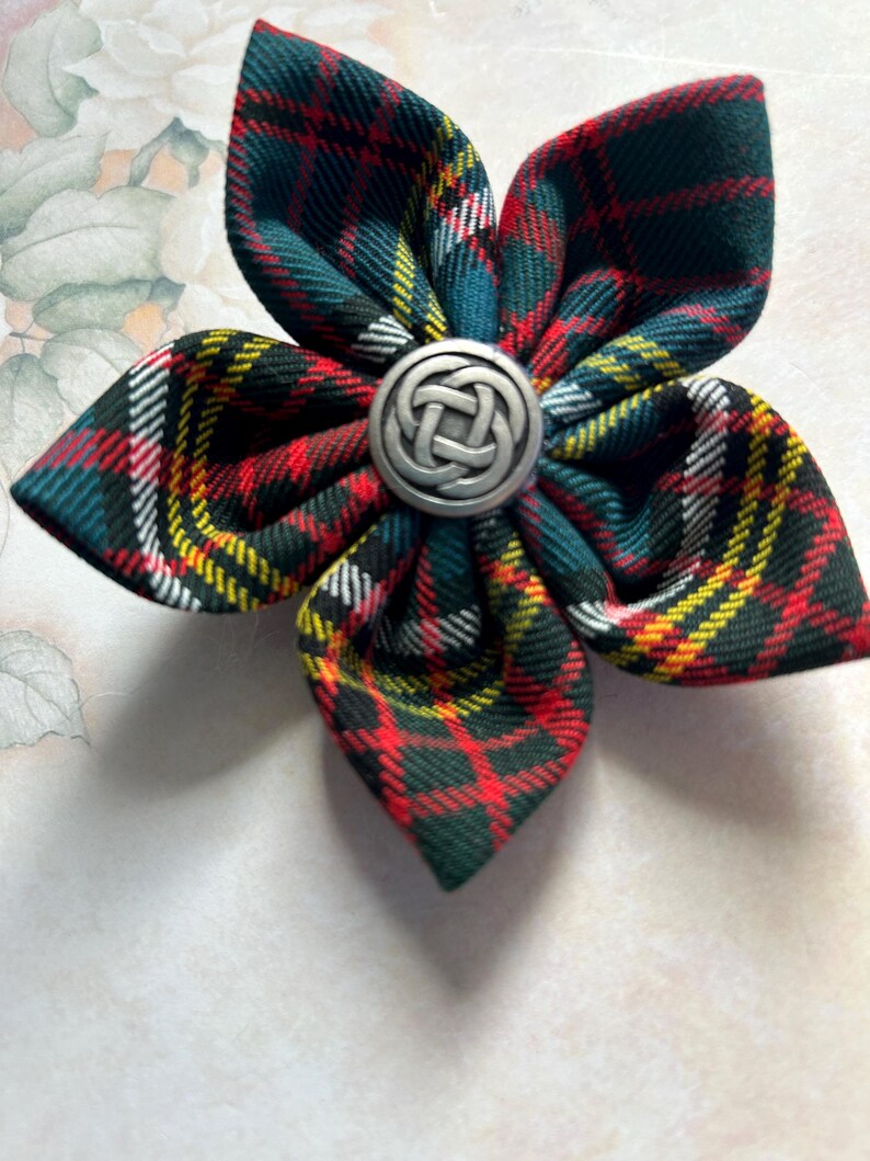Hand Made Anderson Tartan 3D Flower Rosette Brooch - Etsy