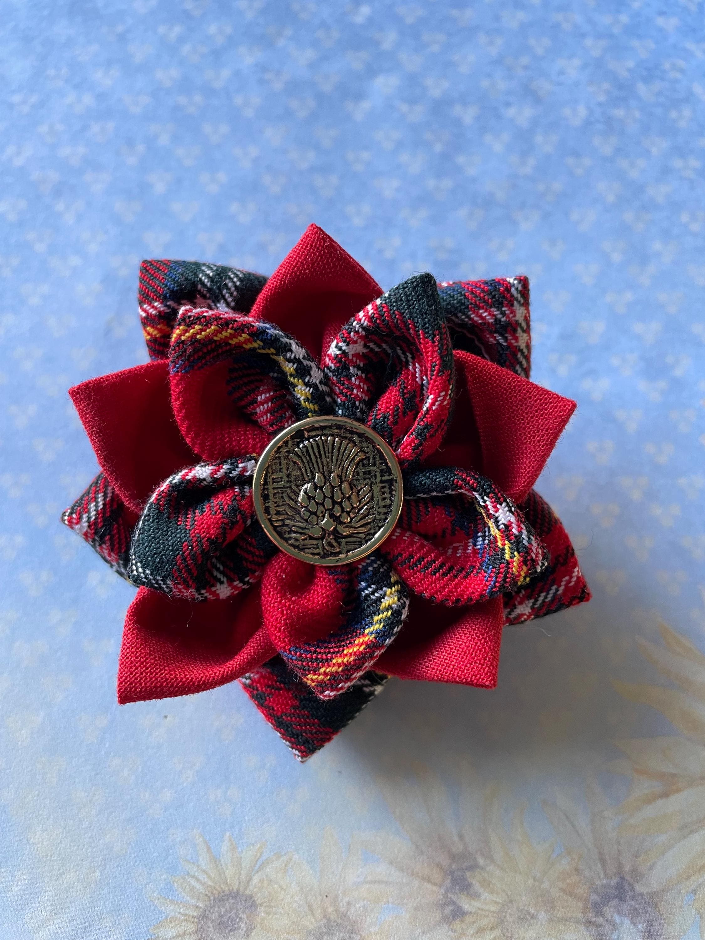 Hand Made Royal Stewart Tartan 3D Flower Rosette Brooch - Etsy