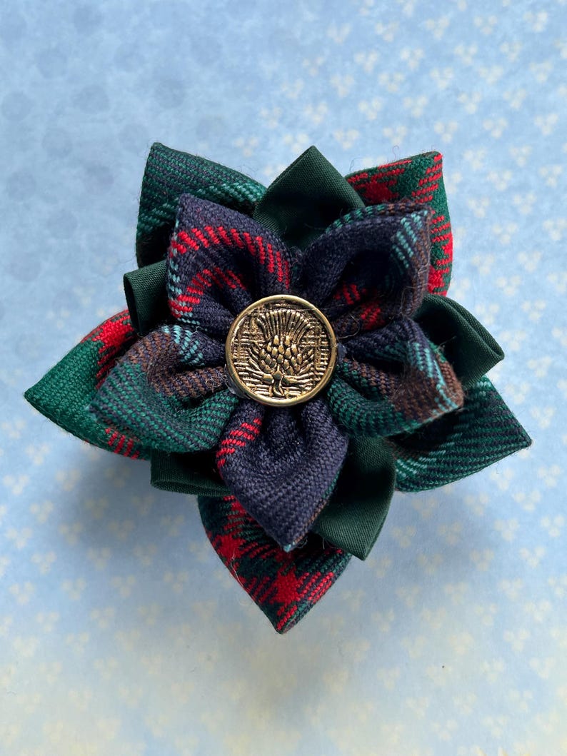 Hand Made Royal Stewart Tartan 3D Flower Rosette Brooch - Etsy